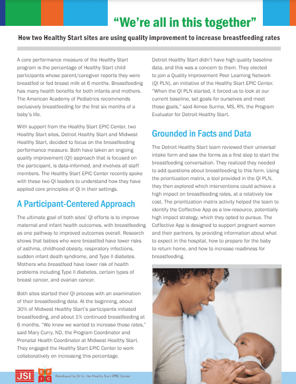 Breastfeeding Quality Improvement Case Study | Healthy Start TASC